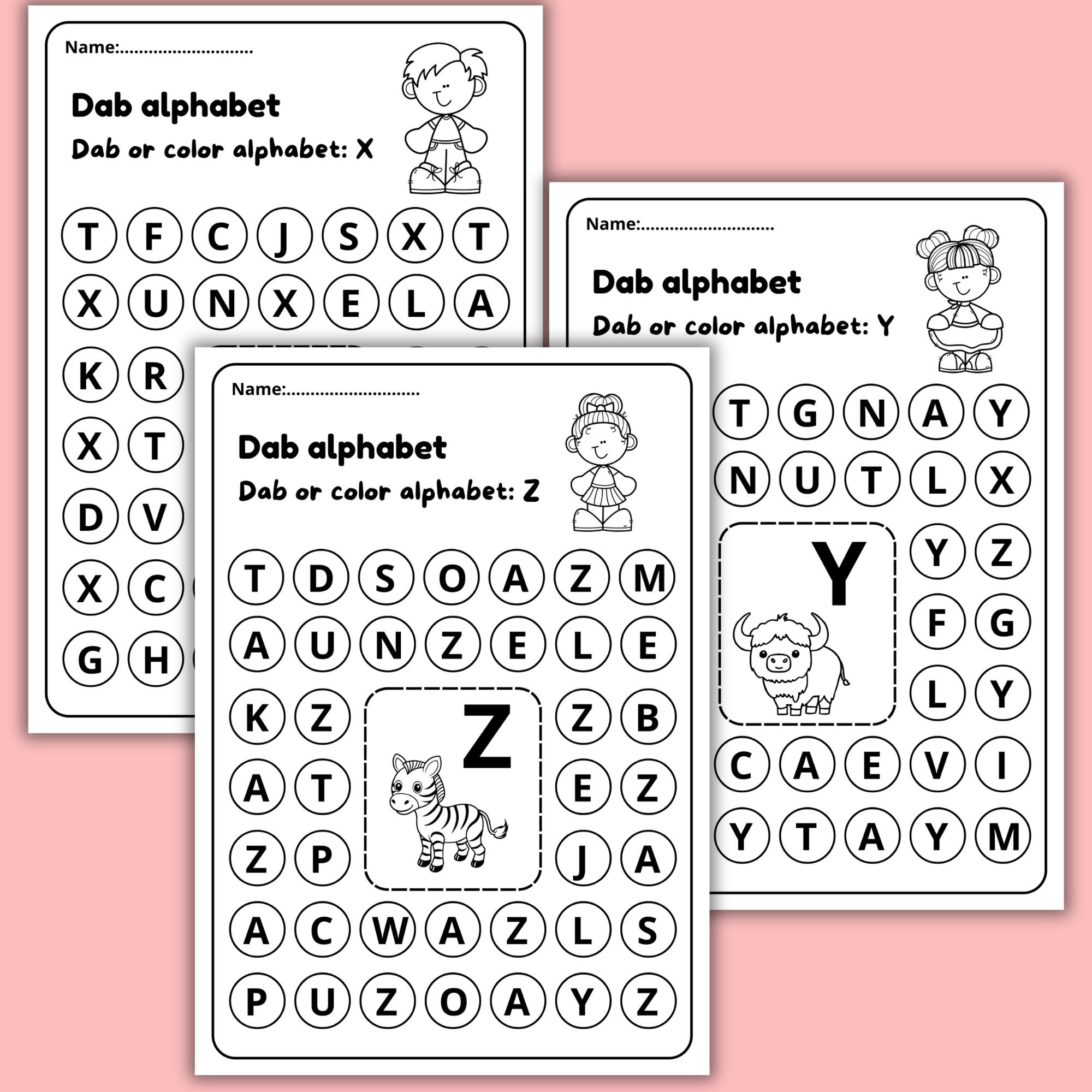 Alphabets, Printable Worksheets, Instant Download, Kindergarten, 1st ...