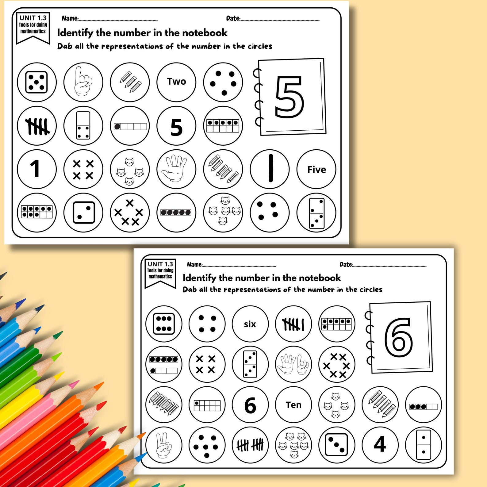 10 Math Worksheets, Dab Numbers, Activity Sheets,tools Mathematics,prek ...