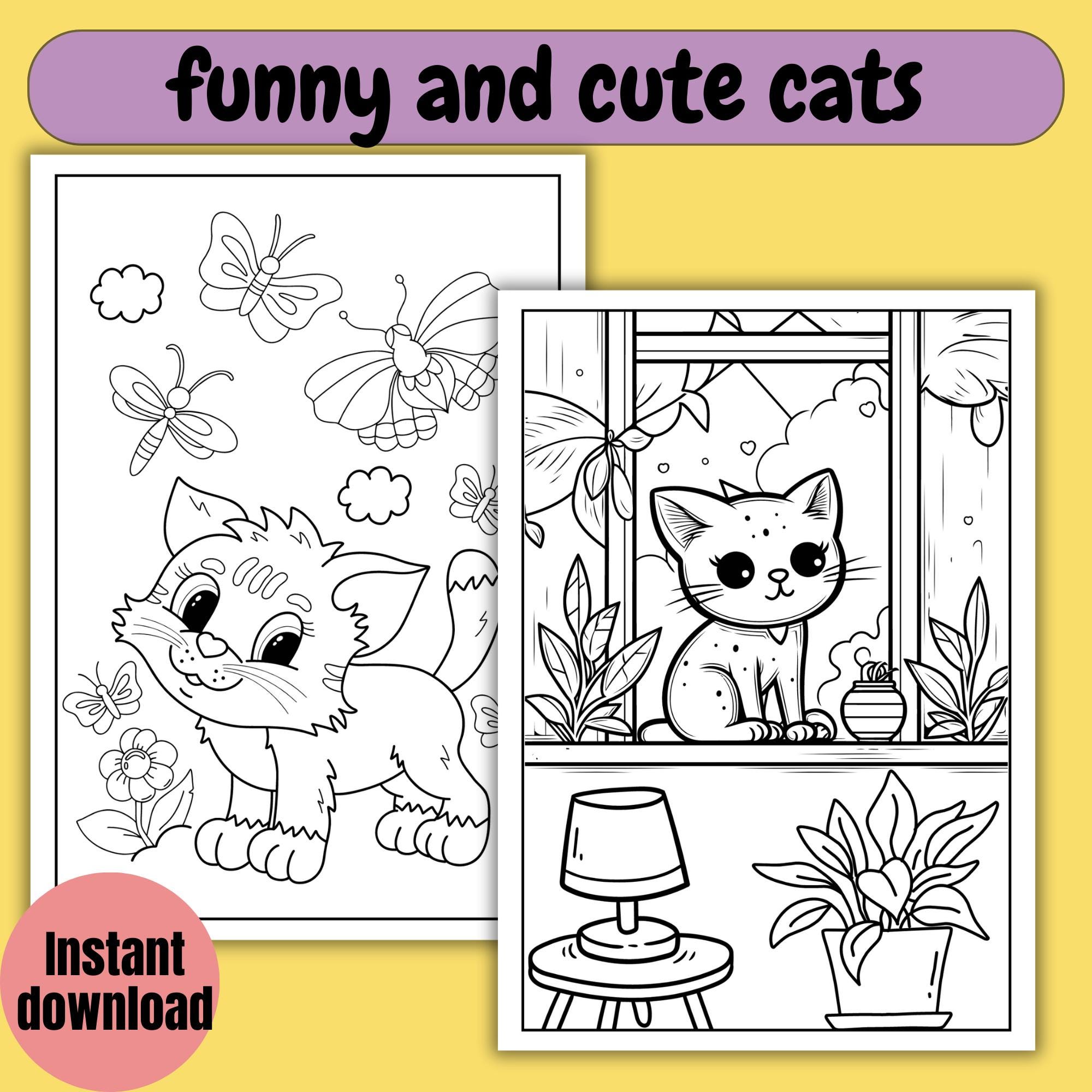 20 Cute Cat Coloring Pages for Kids, Printable Activities, Easy ...