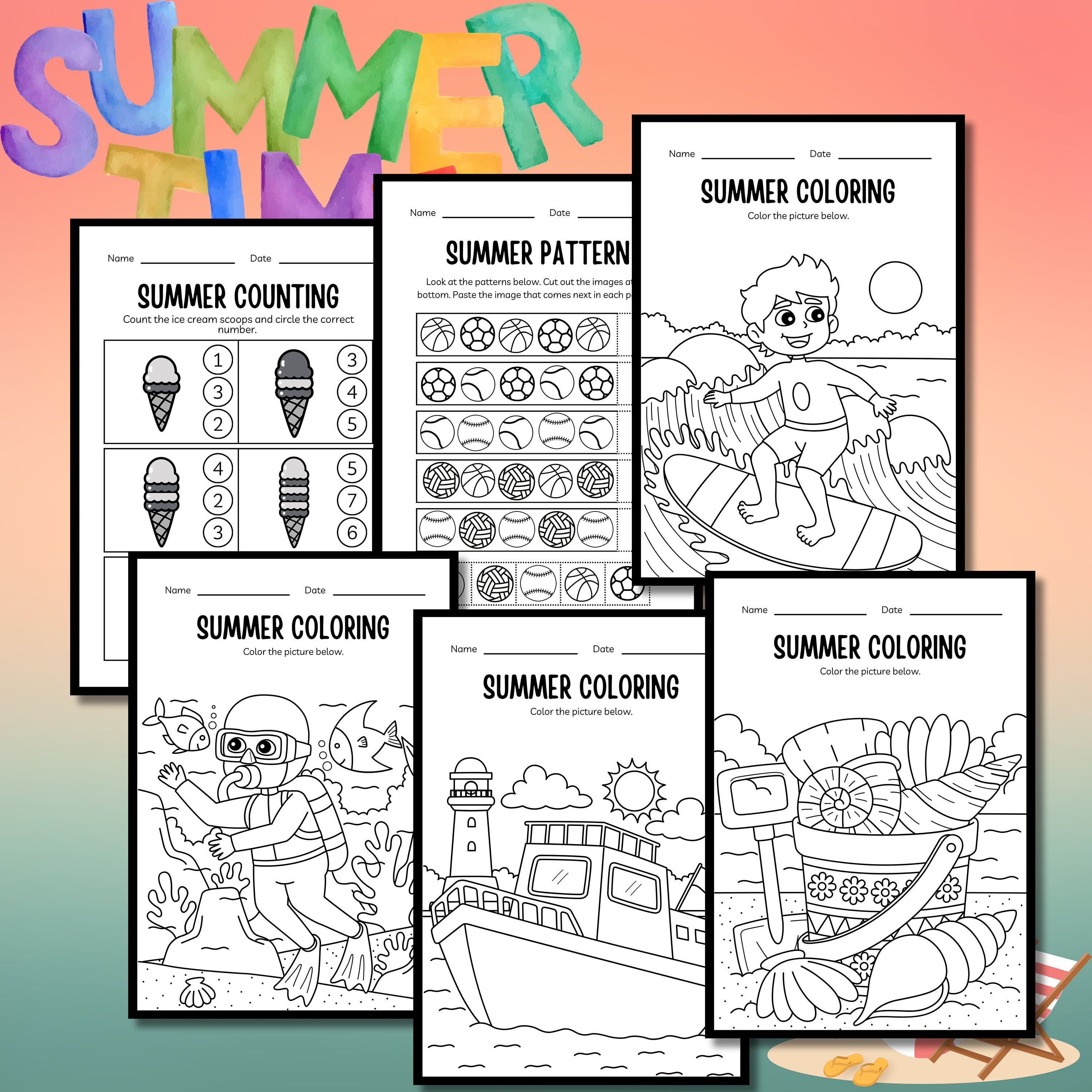 Summer Activities for Kids, Summer Activity Sheets for Kids, Printable ...