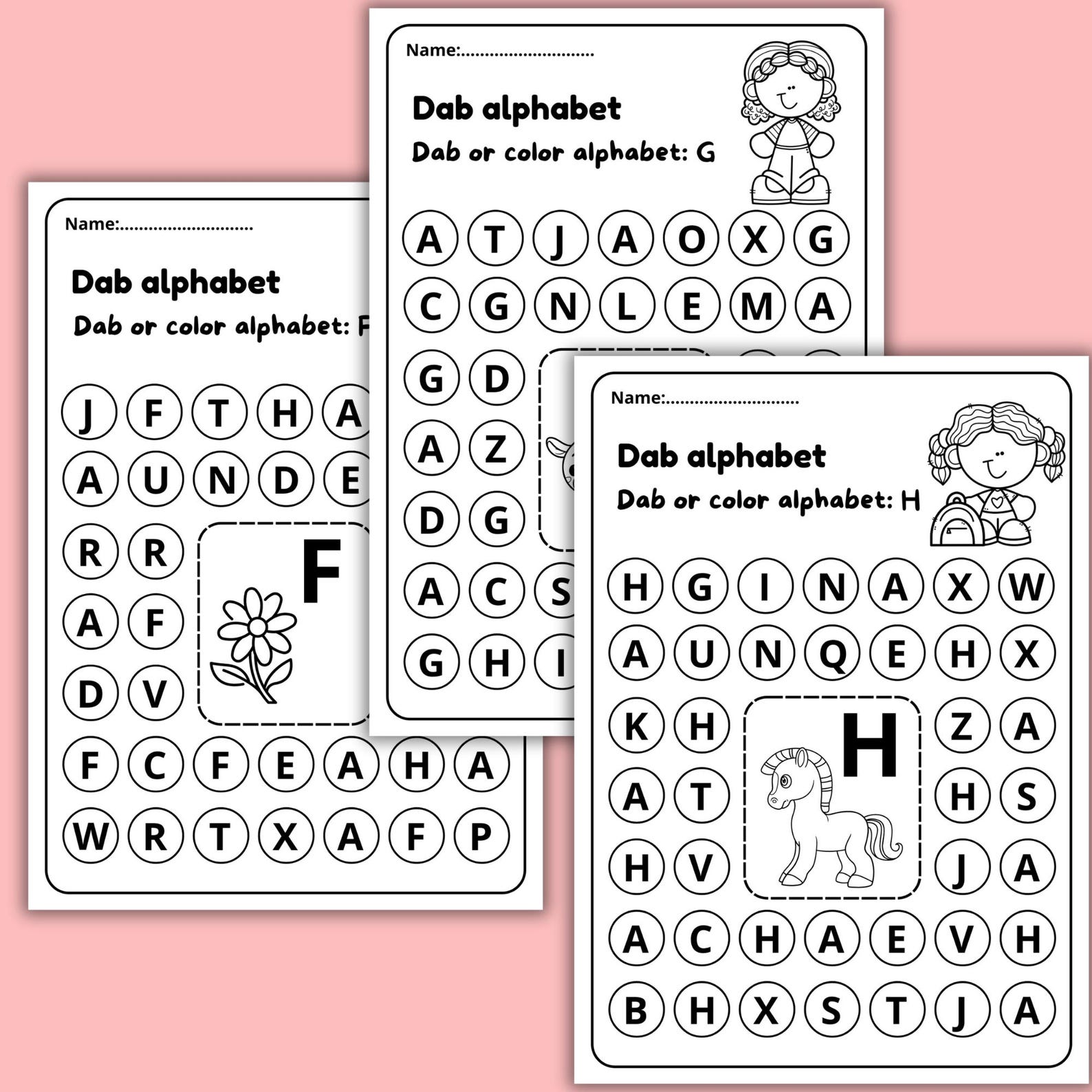 Alphabets, Printable Worksheets, Instant Download, Kindergarten, 1st ...