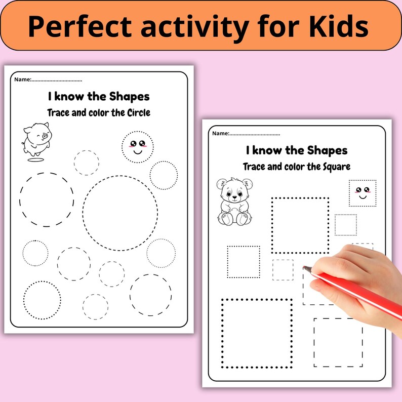 Math, 2D Shapes Tracing Worksheets for Preschoolers, Homeschool ...