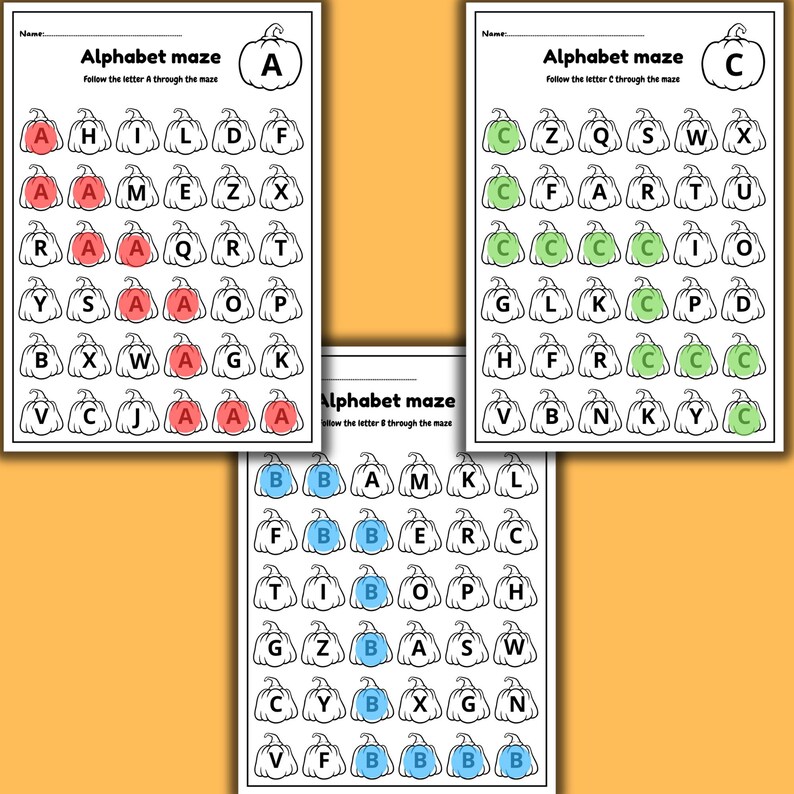 Alphabet Maze Worksheets: A-Z Printable ABC Activity (PDF Download) - Etsy