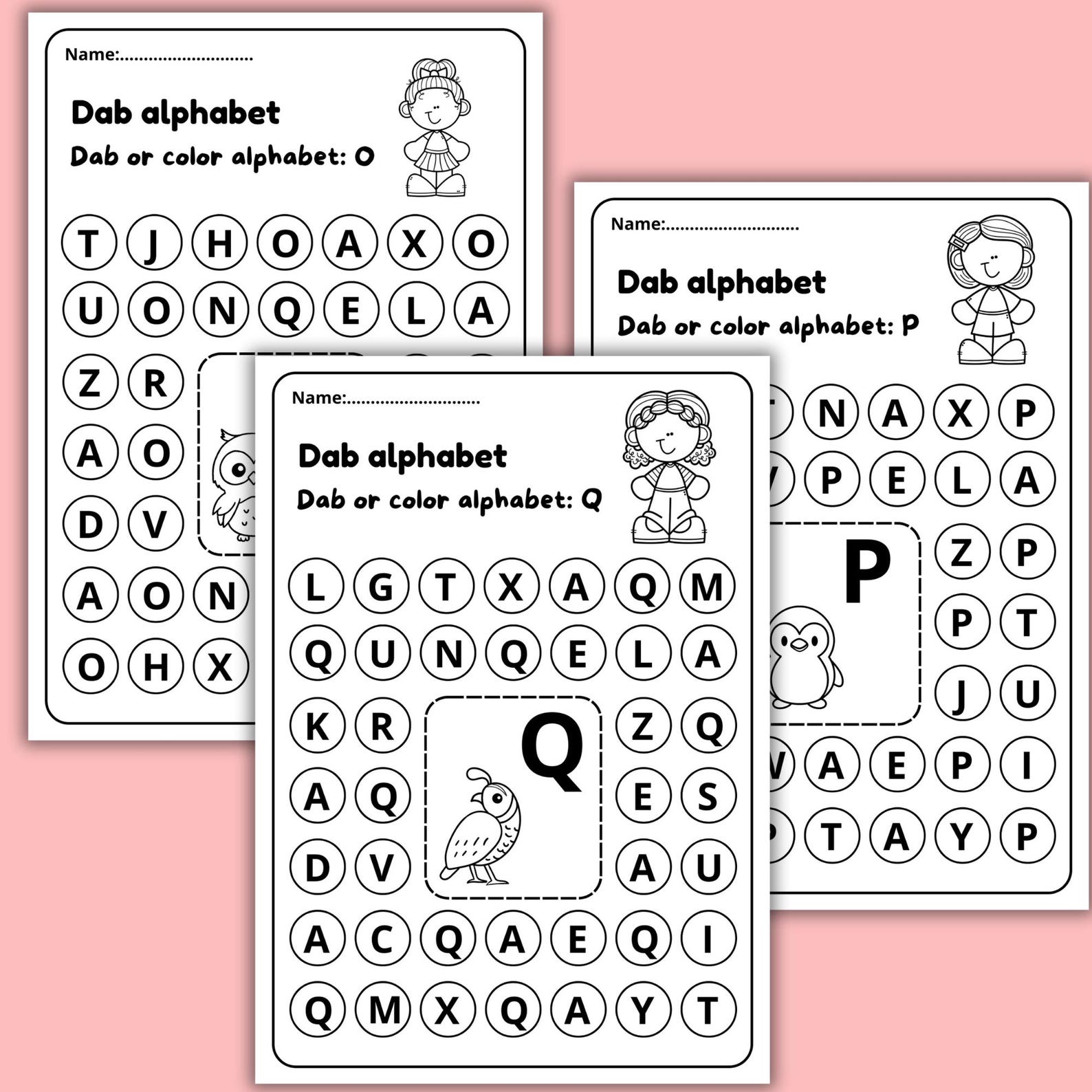 Alphabets, Printable Worksheets, Instant Download, Kindergarten, 1st ...