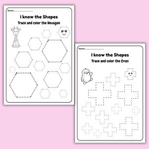 Math, 2D Shapes Tracing Worksheets for Preschoolers, Homeschool ...