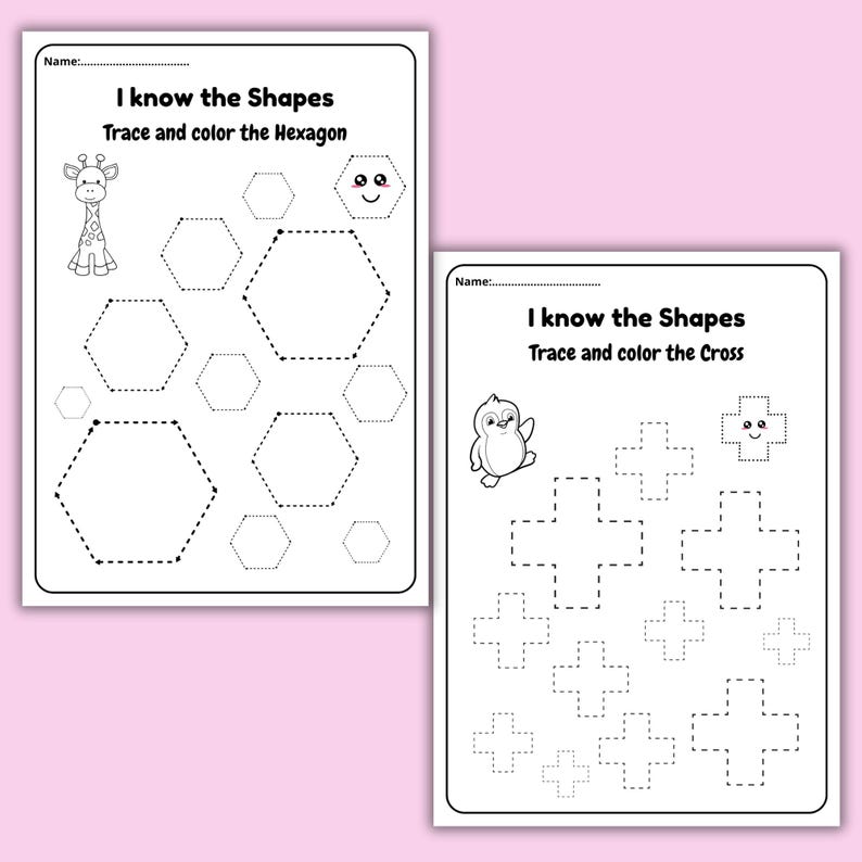 Math, 2D Shapes Tracing Worksheets for Preschoolers, Homeschool ...