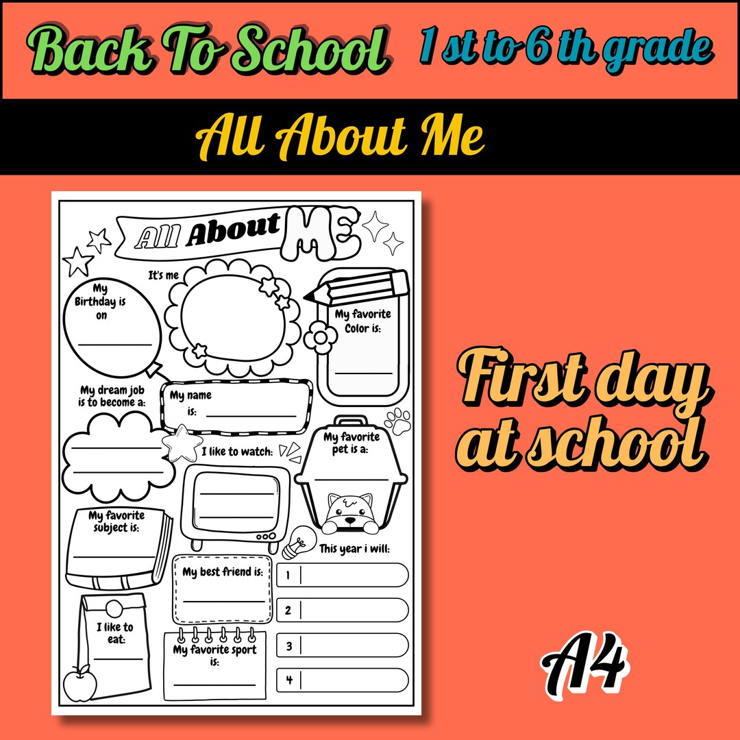 All About Me Worksheet: Back to School Icebreaker Activity (printable ...