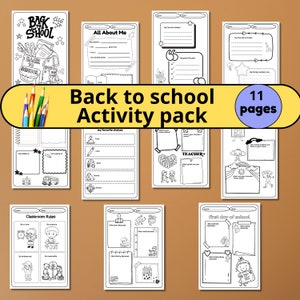 Back to School Activity Sheet Printable Kids Activity Book, First Day ...