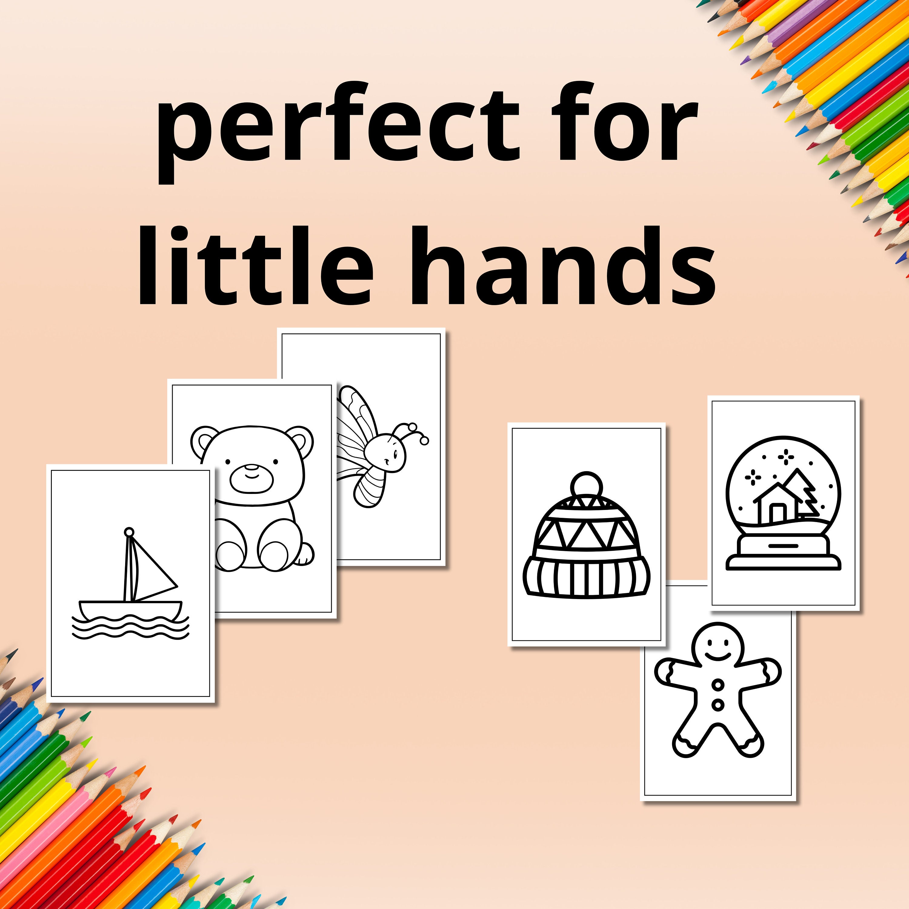 100 Easy Coloring Pages for Kids, a Collection of Coloring Pages, Wall ...