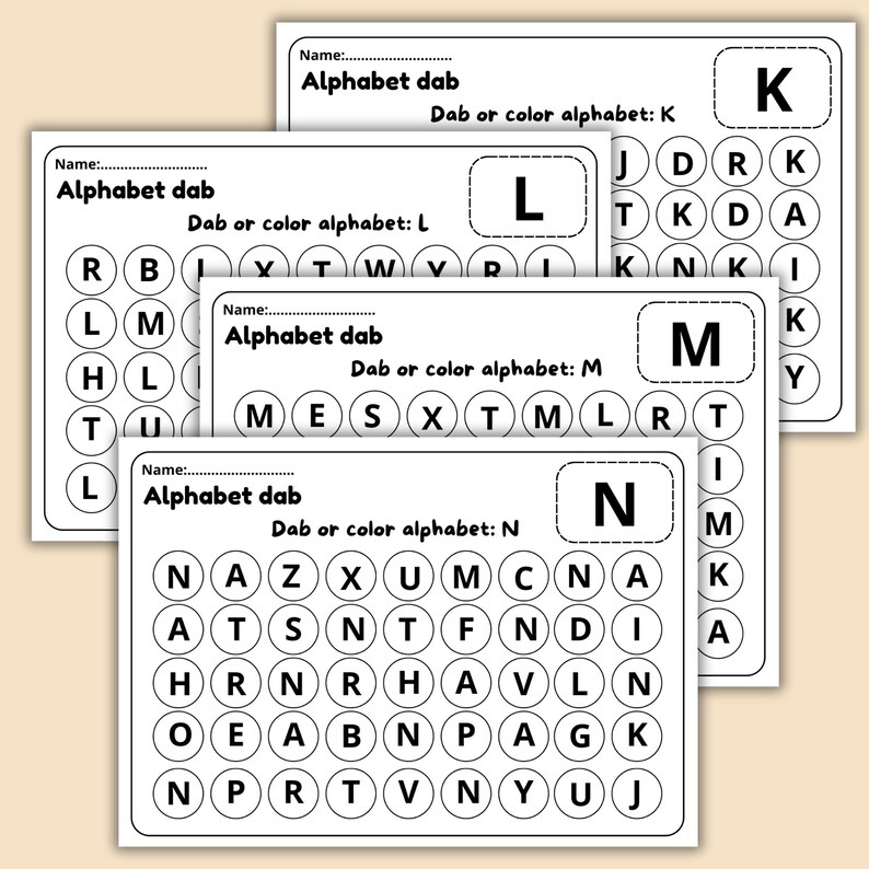 Alphabet Dab, Printable Worksheets, Instant Download, Kindergarten, 1st ...