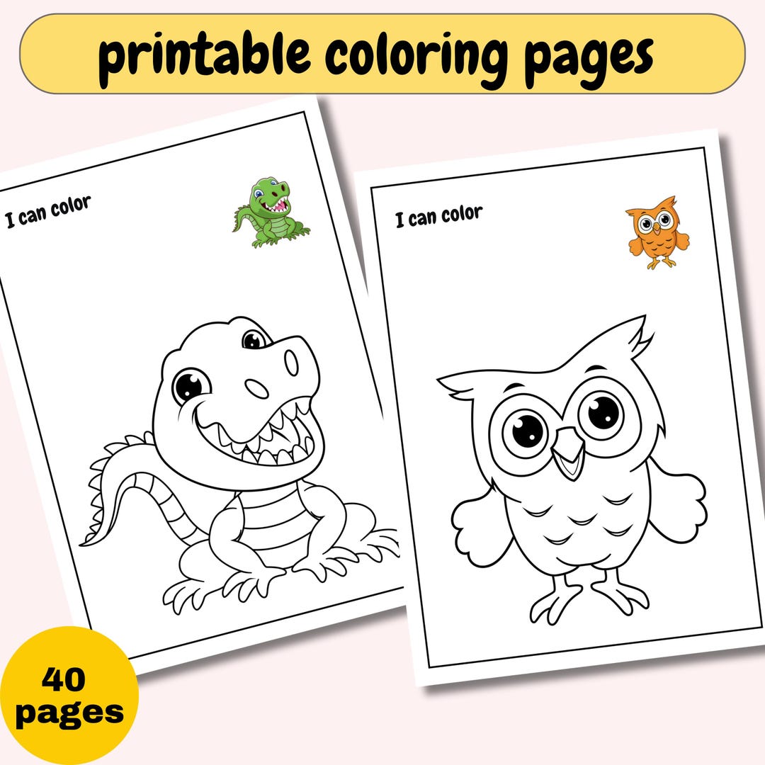 Animal Coloring Pages: 40 Kids Activity Sheets (PDF) - Etsy