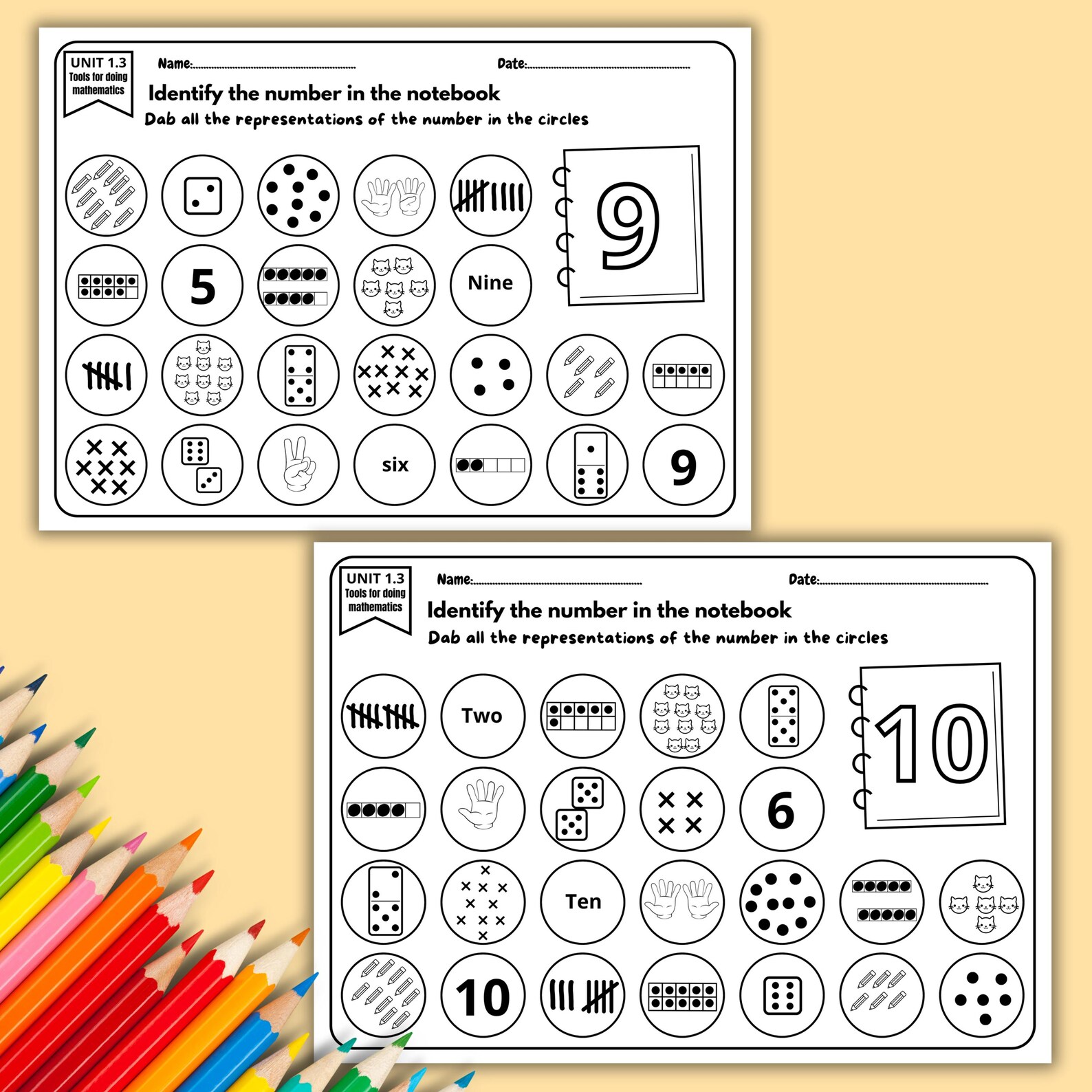 10 Math Worksheets, Dab Numbers, Activity Sheets,tools Mathematics,prek ...