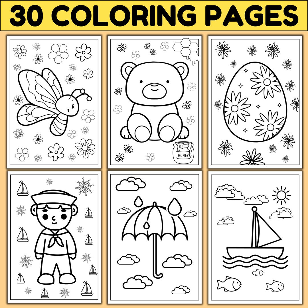 30 Fun Coloring Pages of Different Themes for Prek, K, 1st and 2nd ...
