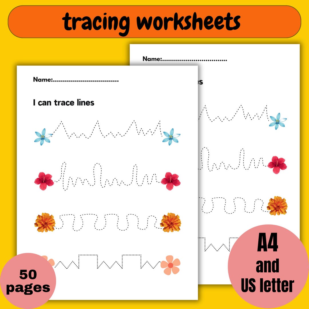 50 Line Tracing Sheets for Kids,preschool, Printable Pages,homework ...