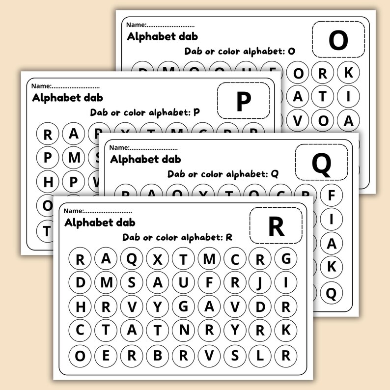 Alphabet Dab, Printable Worksheets, Instant Download, Kindergarten, 1st ...