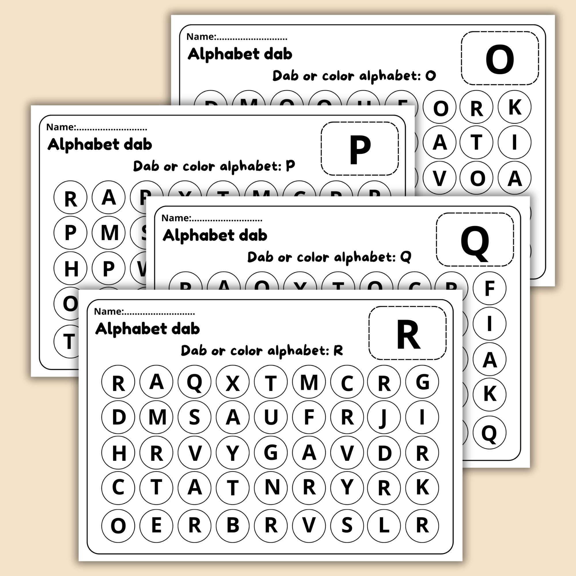 Alphabet Dab, Printable Worksheets, Instant Download, Kindergarten, 1st ...