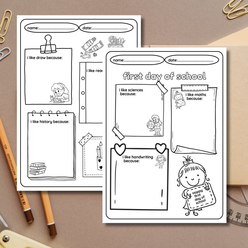 Back to School Activity Sheet Printable Kids Activity Book, First Day ...