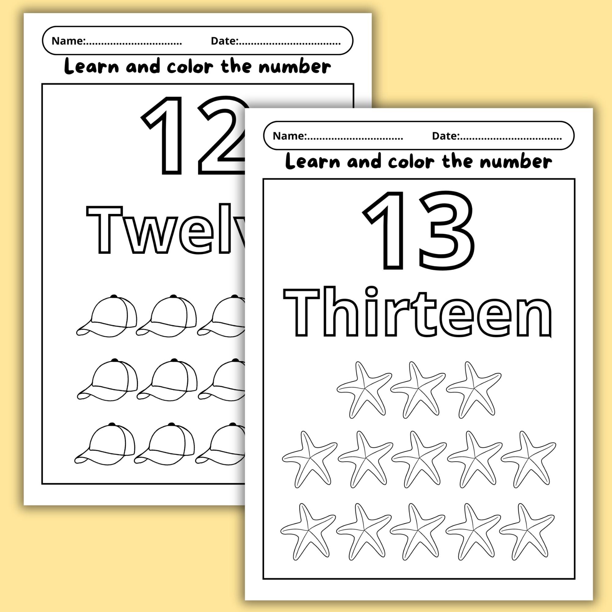 Summer Number Coloring Pages: Kids Preschool Printable (PDF) - Etsy