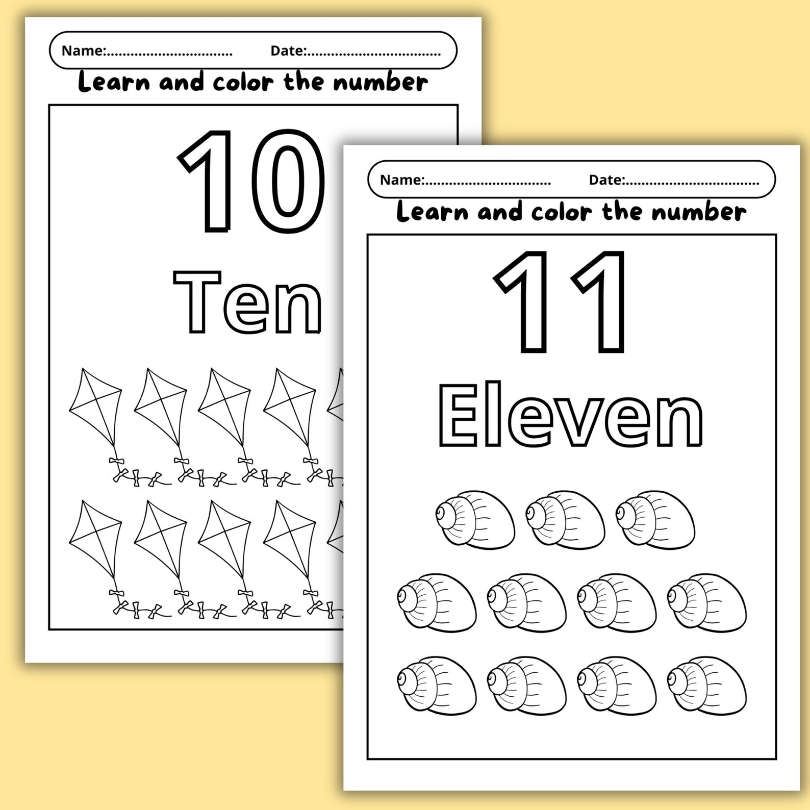 Summer Number Coloring Pages: Kids Preschool Printable (PDF) - Etsy