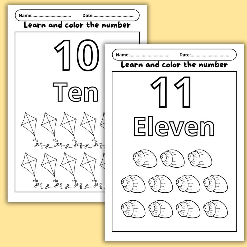 Summer Number Coloring Pages: Kids Preschool Printable (PDF) - Etsy