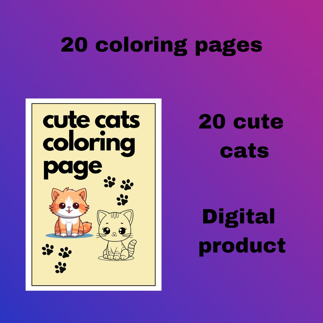 20 Cute Cat Coloring Pages for Kids, Printable Activities, Easy ...