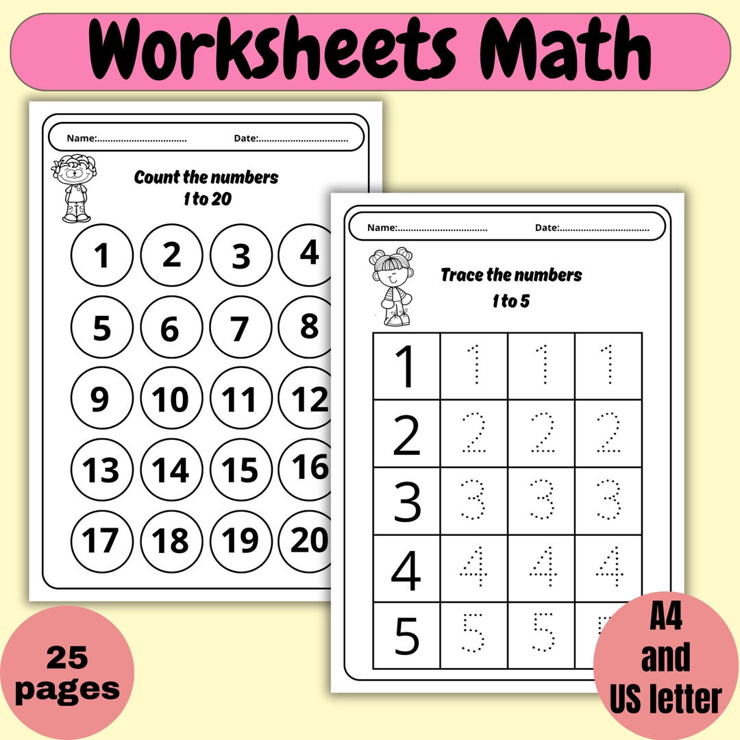 First Grade Math Worksheets: Numbers 1-20, Counting Games (PDF Download ...
