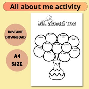 All About Me Worksheet: Floral Back to School Activity (digital ...