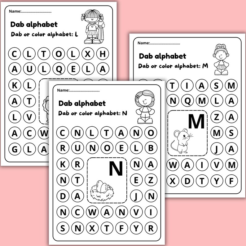 Alphabets, Printable Worksheets, Instant Download, Kindergarten, 1st ...