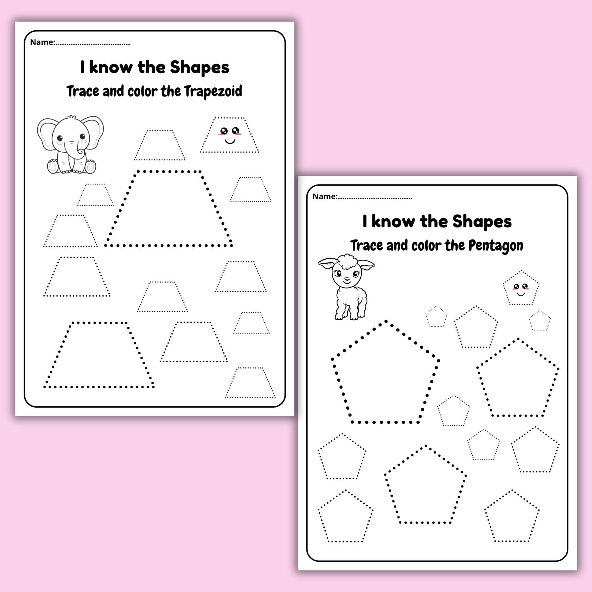 Math, 2D Shapes Tracing Worksheets for Preschoolers, Homeschool ...