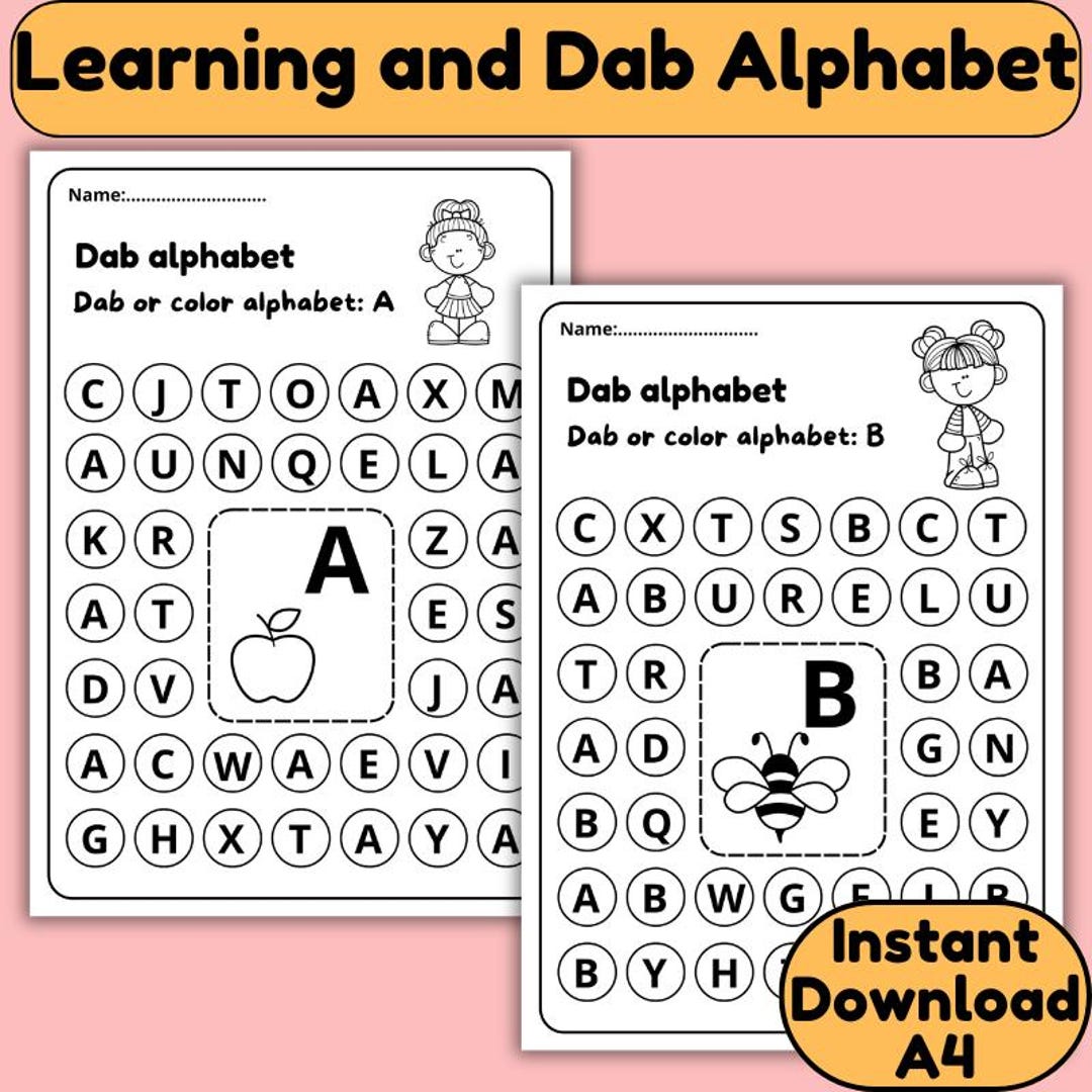 Alphabets, Printable Worksheets, Instant Download, Kindergarten, 1st ...