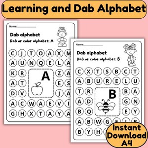 Alphabets, Printable Worksheets, Instant Download, Kindergarten, 1st ...