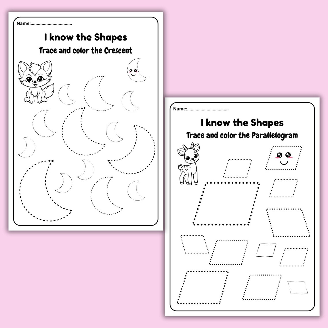 Math, 2D Shapes Tracing Worksheets for Preschoolers, Homeschool ...