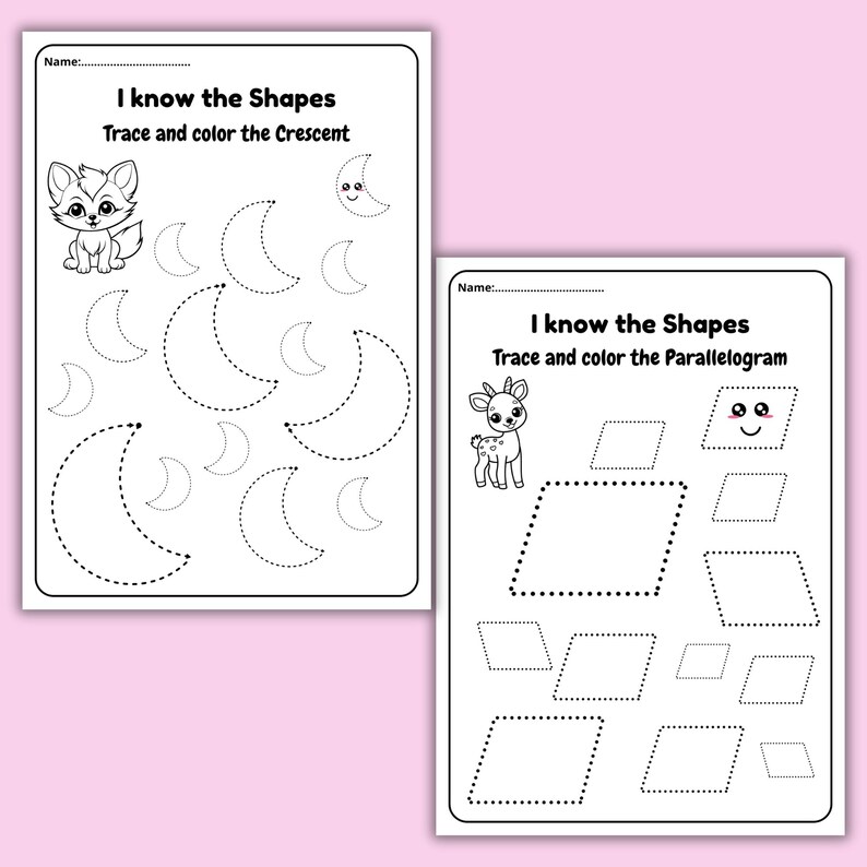 Math, 2D Shapes Tracing Worksheets for Preschoolers, Homeschool ...