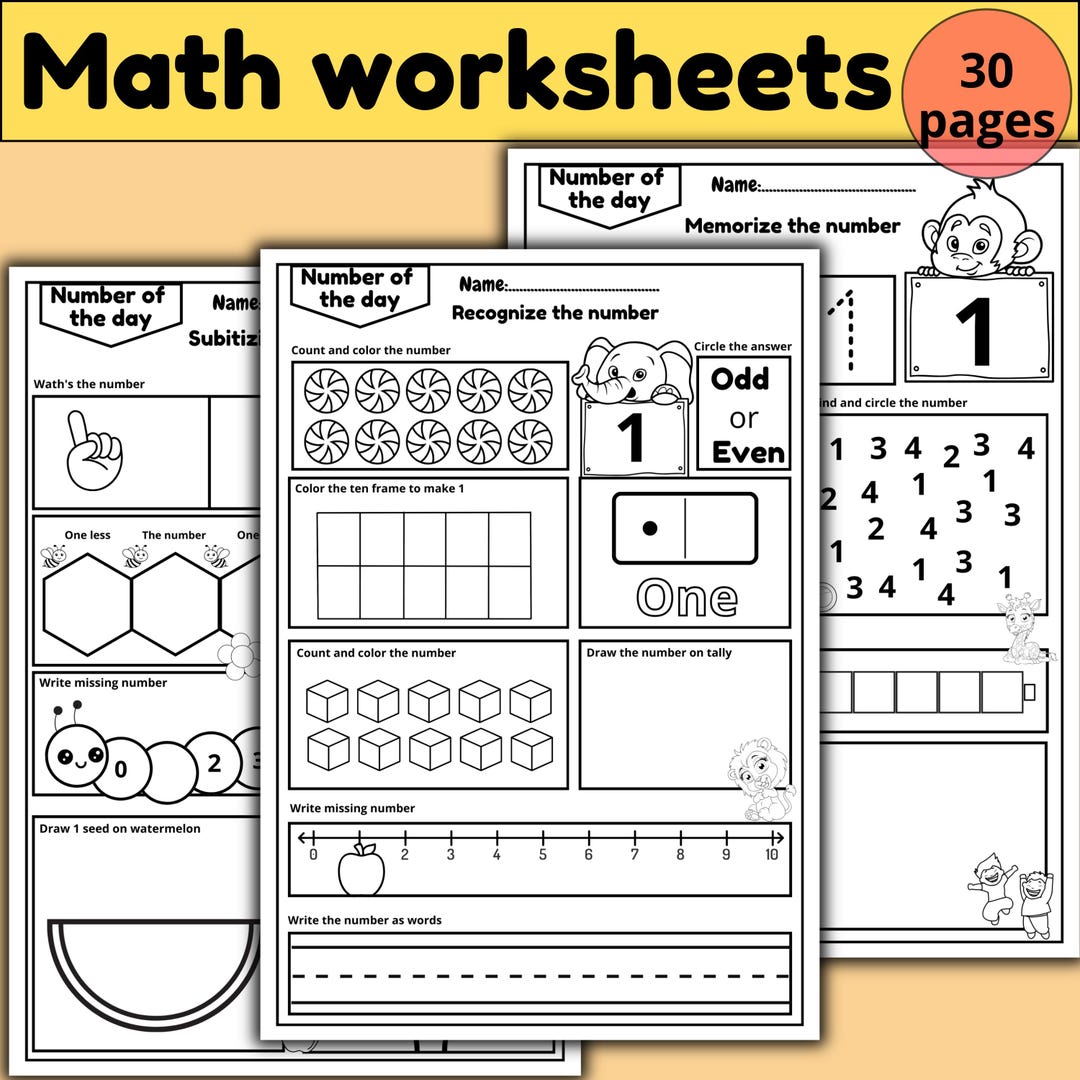 Math Worksheets, Recognize, Memorize and Subitize Number, Counting ...