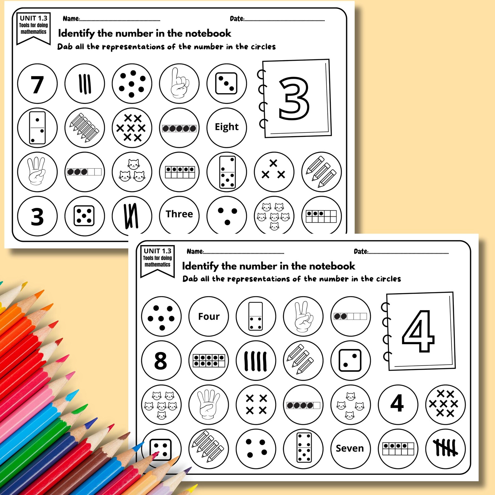 10 Math Worksheets, Dab Numbers, Activity Sheets,tools Mathematics,prek ...