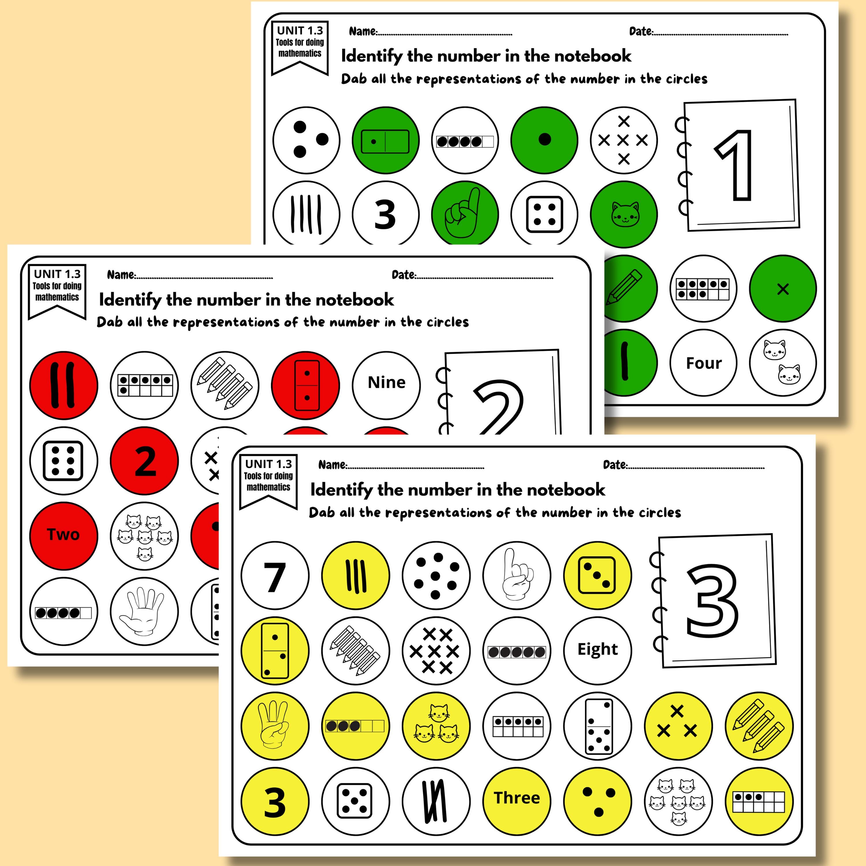 10 Math Worksheets, Dab Numbers, Activity Sheets,tools Mathematics,prek ...