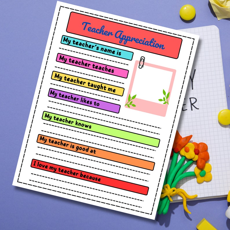 Teacher Appreciation Printable: Thank You Gift Pages (digital Download ...