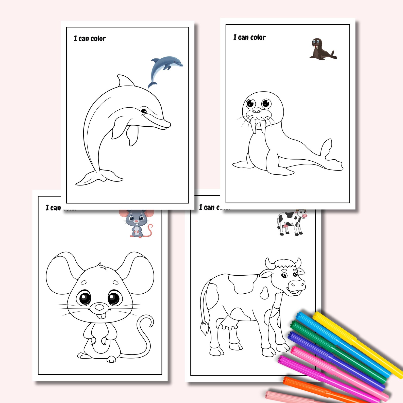 Animal Coloring Pages: 40 Kids Activity Sheets (PDF) - Etsy