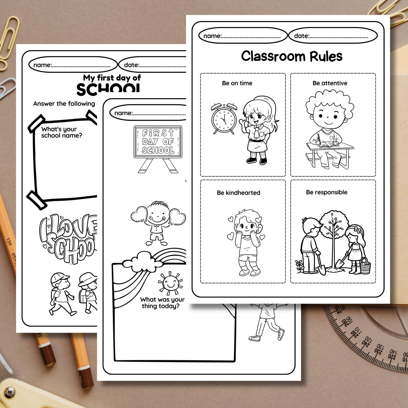Back to School Activity Sheet Printable Kids Activity Book, First Day ...