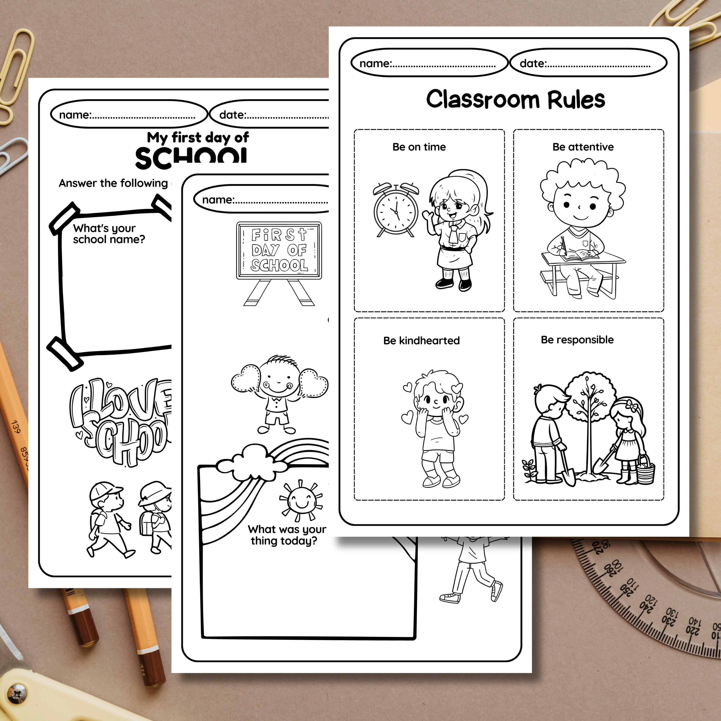 Back to School Activity Sheet Printable Kids Activity Book, First Day ...