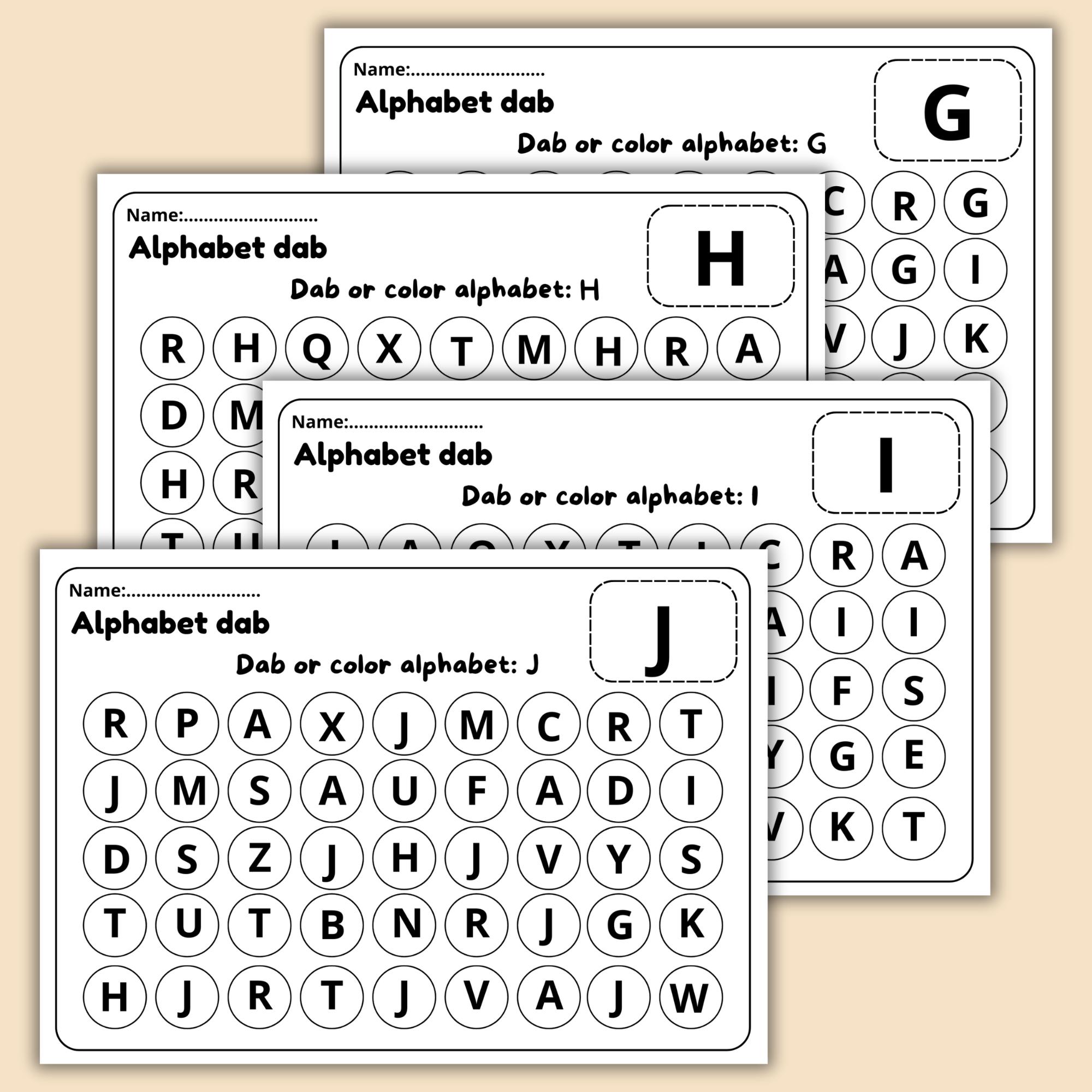 Alphabet Dab, Printable Worksheets, Instant Download, Kindergarten, 1st ...