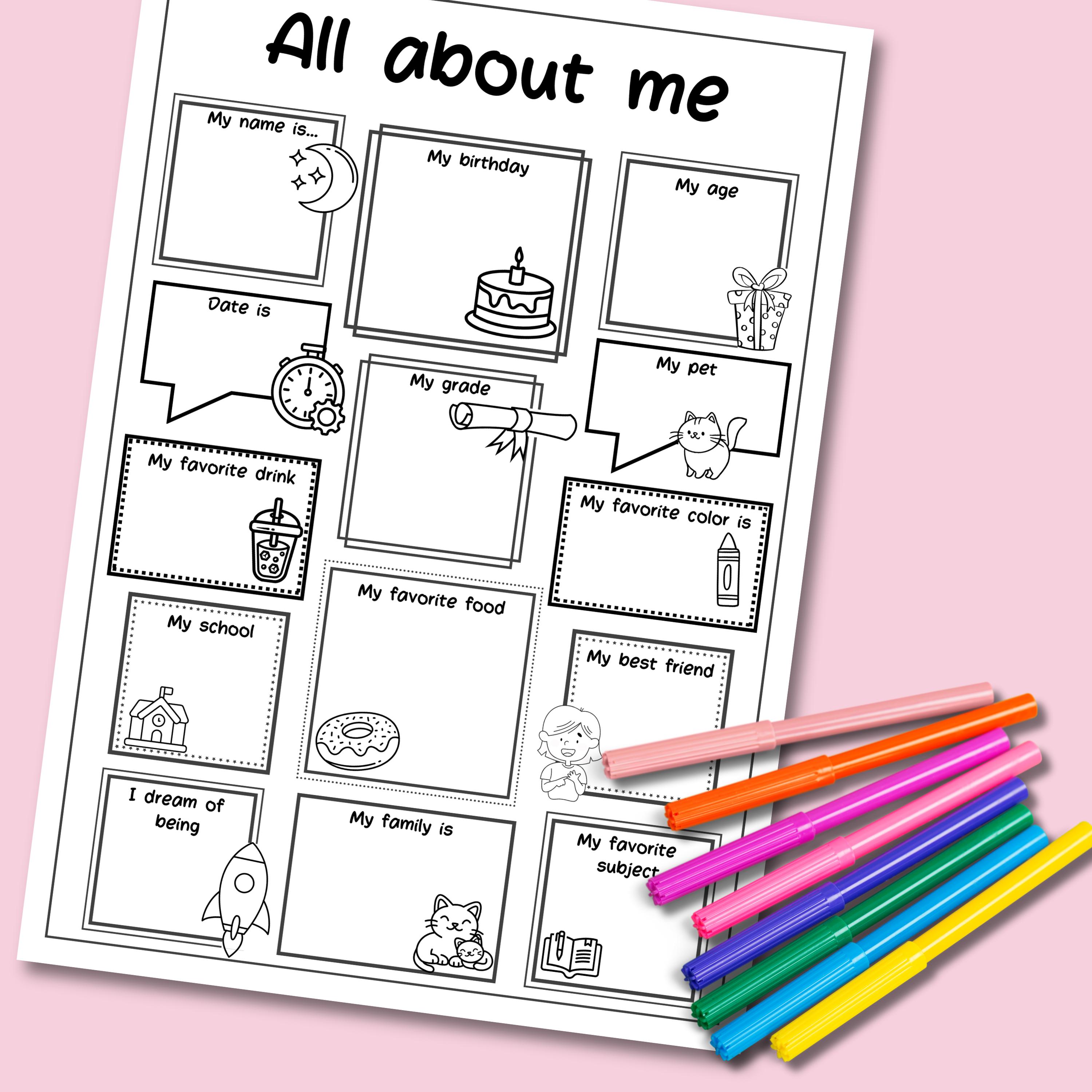 All About Me Sheet, All Grades, Back to School, Meet the Teacher ...