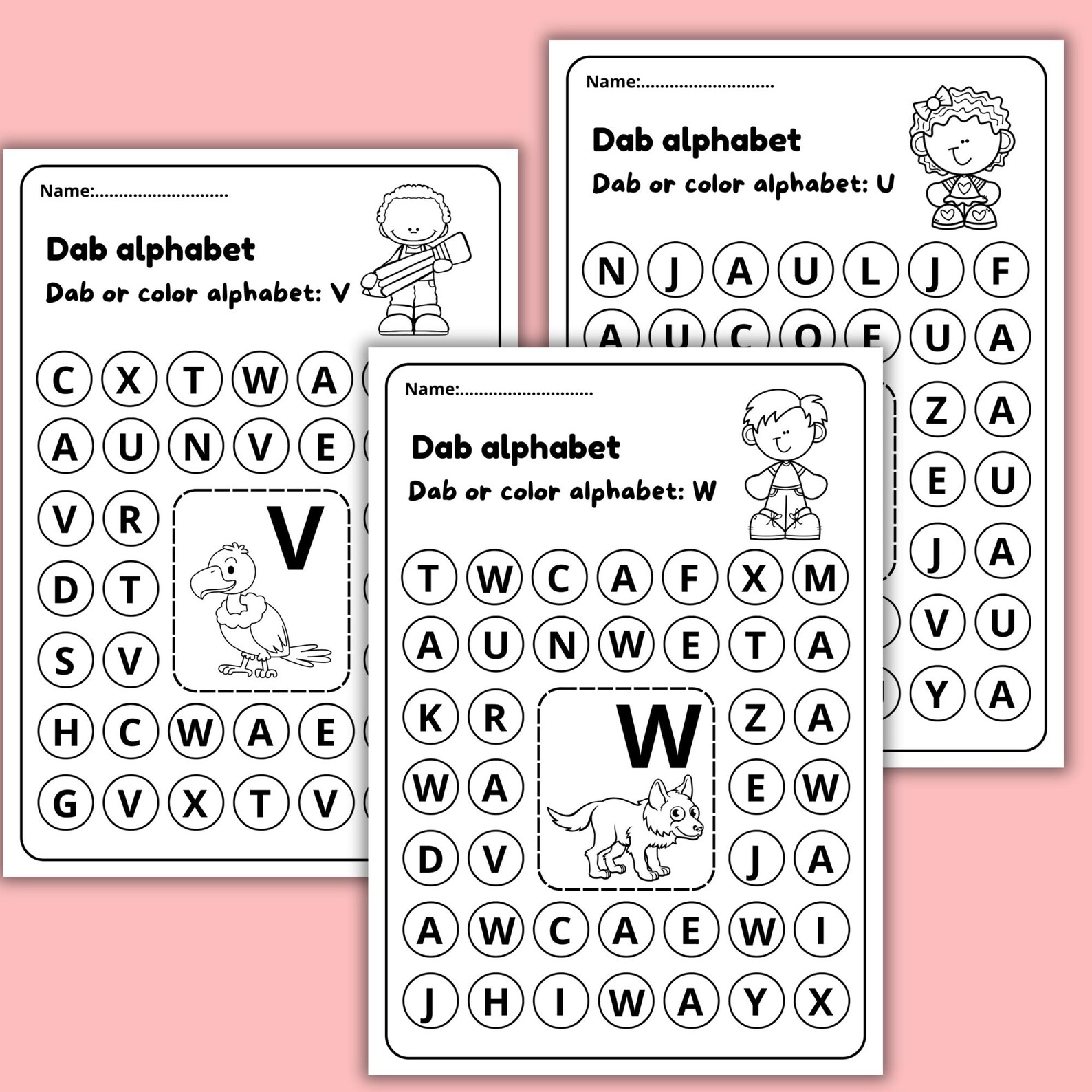 Alphabets, Printable Worksheets, Instant Download, Kindergarten, 1st ...