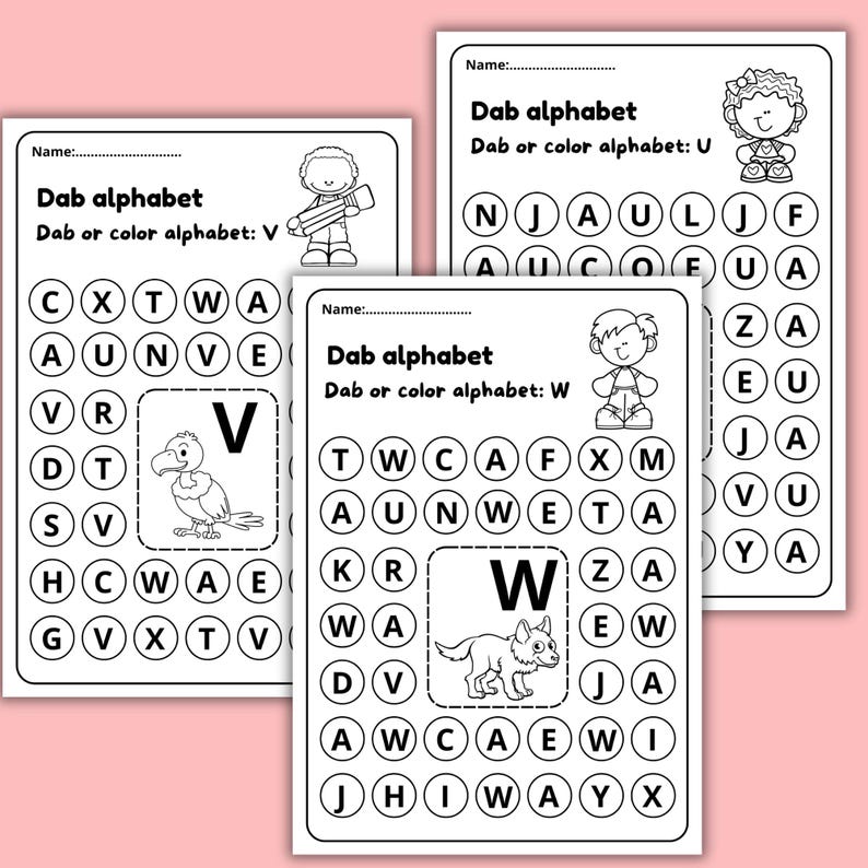 Alphabets, Printable Worksheets, Instant Download, Kindergarten, 1st ...