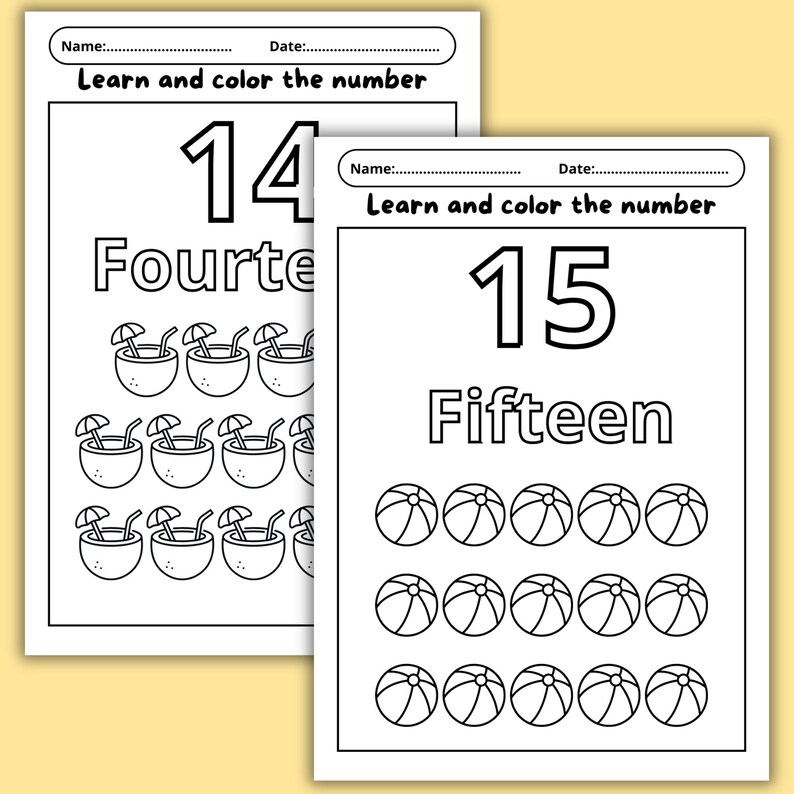 Summer Number Coloring Pages: Kids Preschool Printable (PDF) - Etsy