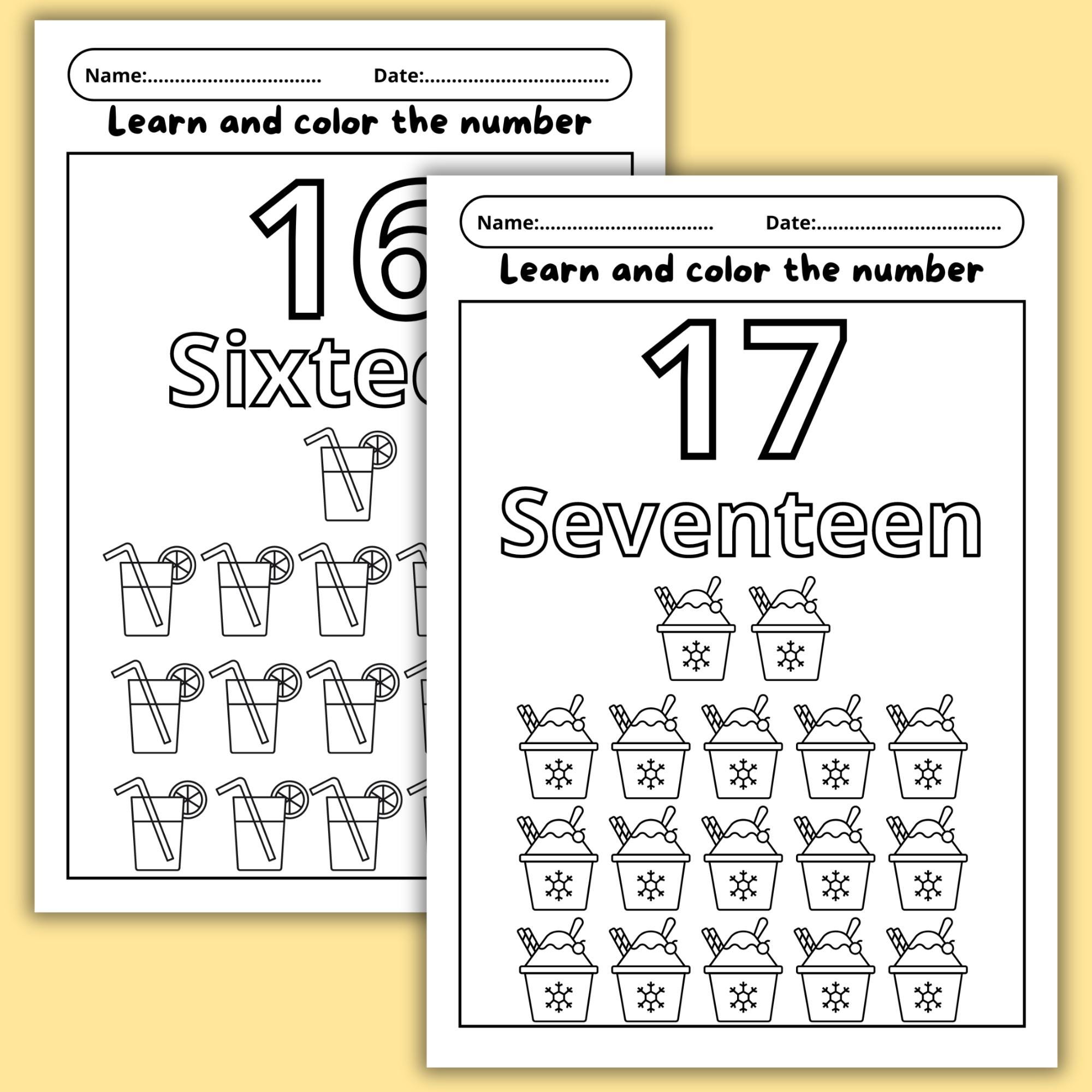 Summer Number Coloring Pages: Kids Preschool Printable (PDF) - Etsy