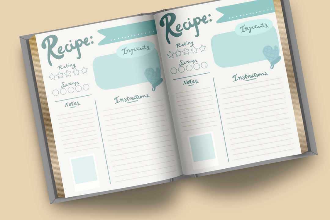 Digital Recipe Book Page Template, Perfect for Goodnotes or Printing ...