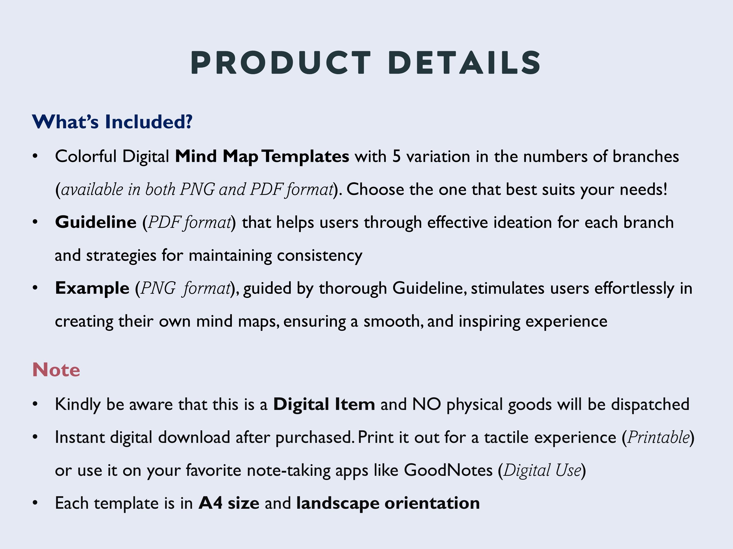 Colorful Digital Daily Activity Mind Map Template Bundle With Guideline ...