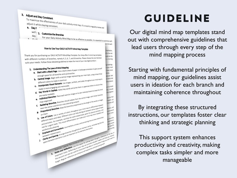 Colorful Digital Daily Activity Mind Map Template Bundle With Guideline ...