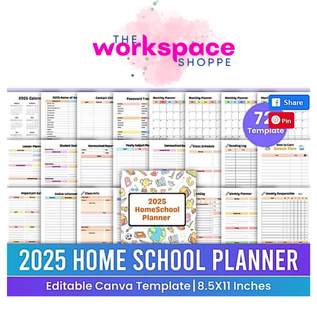 Homeschool Planner - Printable - Lesson Planner - Weekly Planner ...